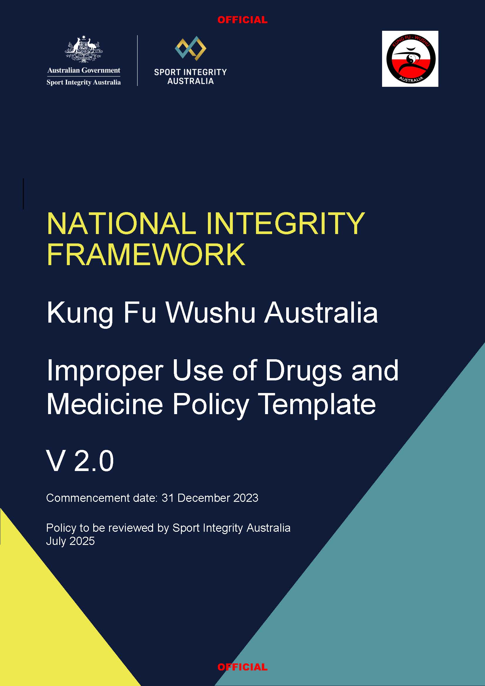 Improper Use of Drugs and Medicines Policy - Kung Fu Wushu Australia